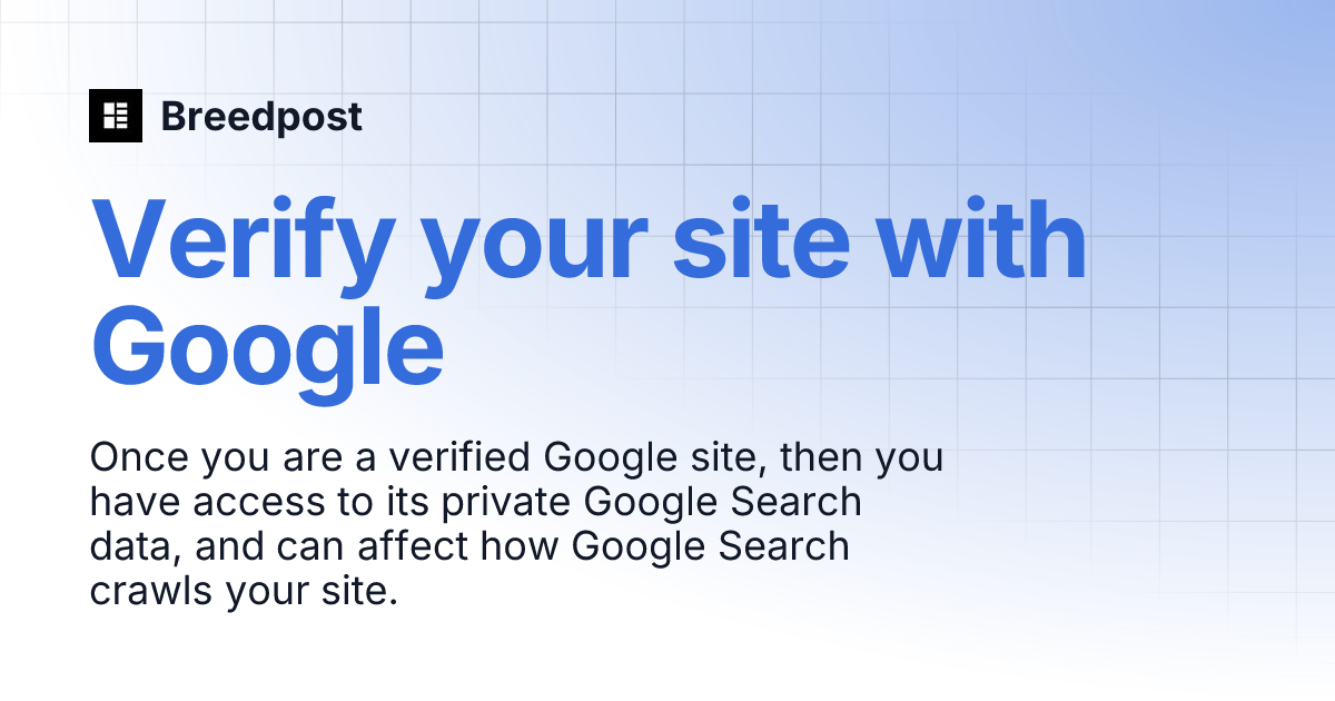 Verify your site with Google | Breedpost